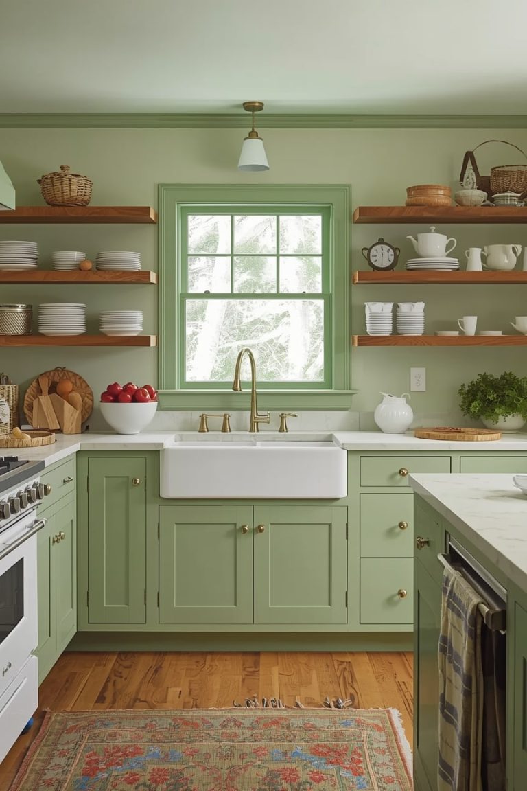 11 Green Country Kitchen Ideas for Cozy Farmhouse & Rustic Style Homes