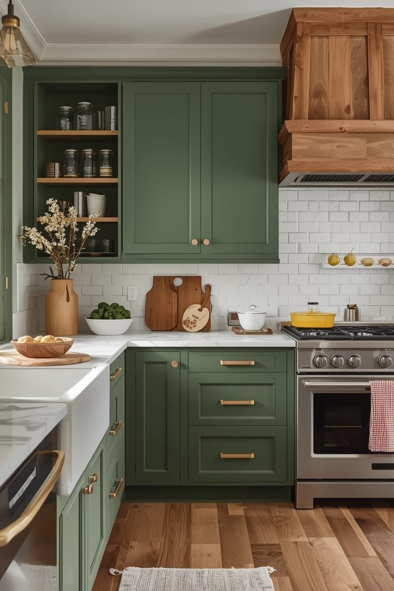 11 Green Country Kitchen Ideas for Cozy Farmhouse & Rustic Style Homes