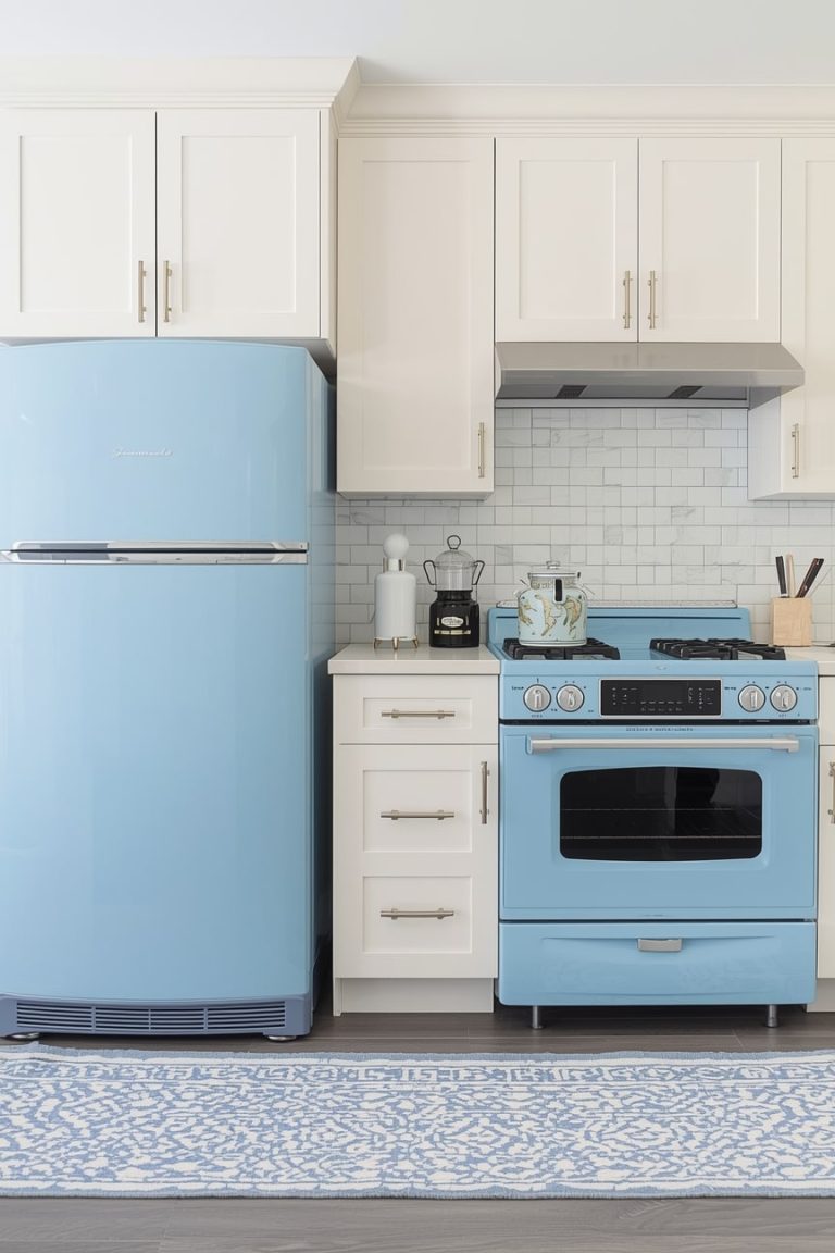 13 Retro Blue Kitchen Ideas for a Timeless Vintage-Style Makeover