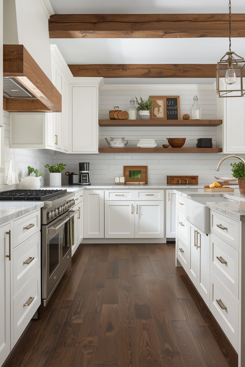 9 White Kitchen with Dark Floors Ideas for Timeless, Elegant Design